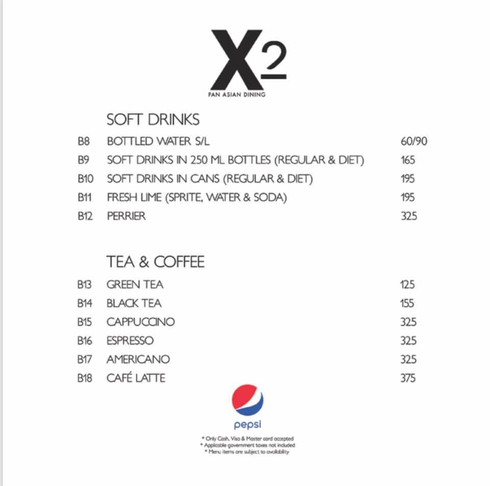 X2 Pan Asian Dining Menu - Food Pakistan