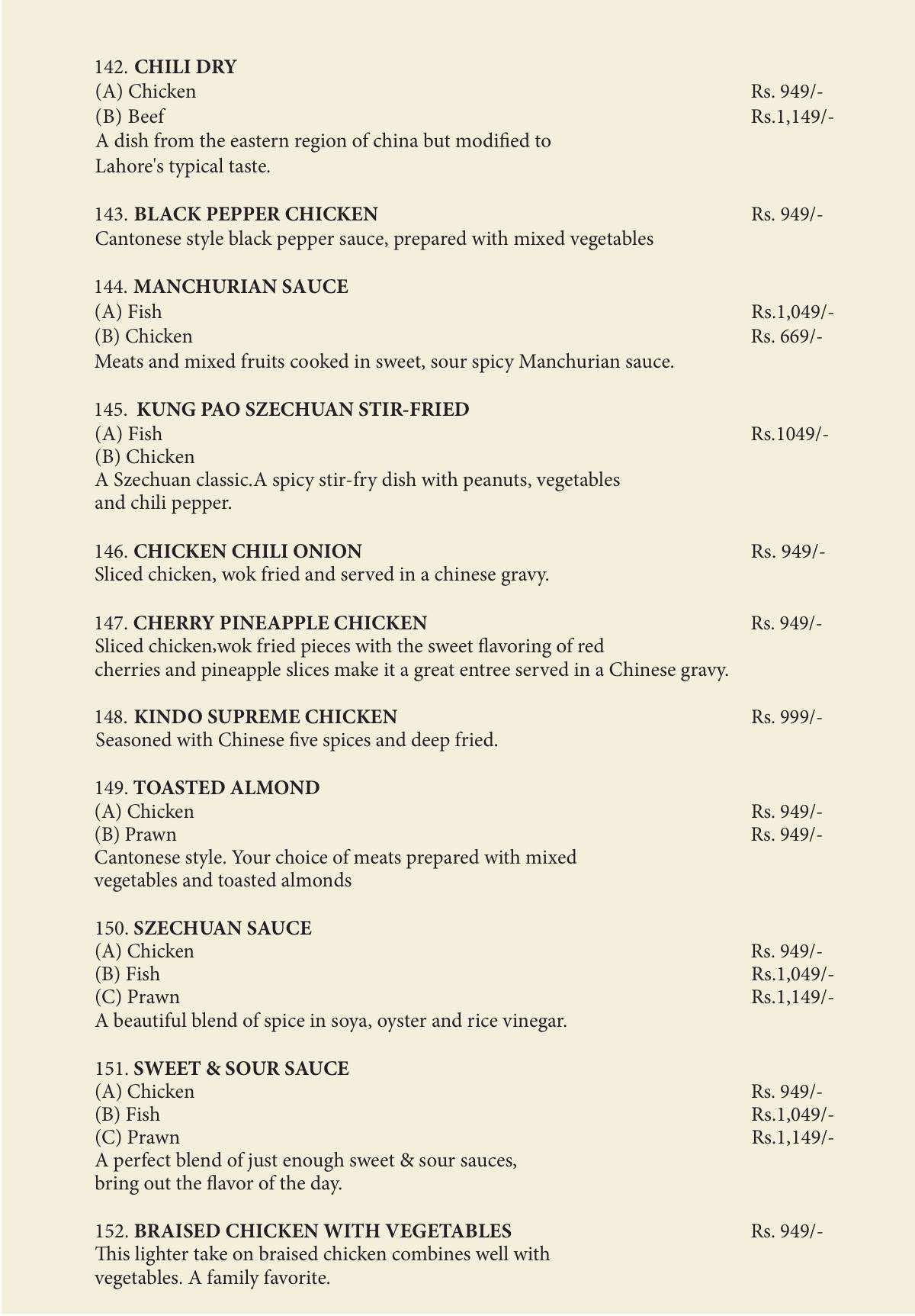 Opium Thai Menu - Food Pakistan
