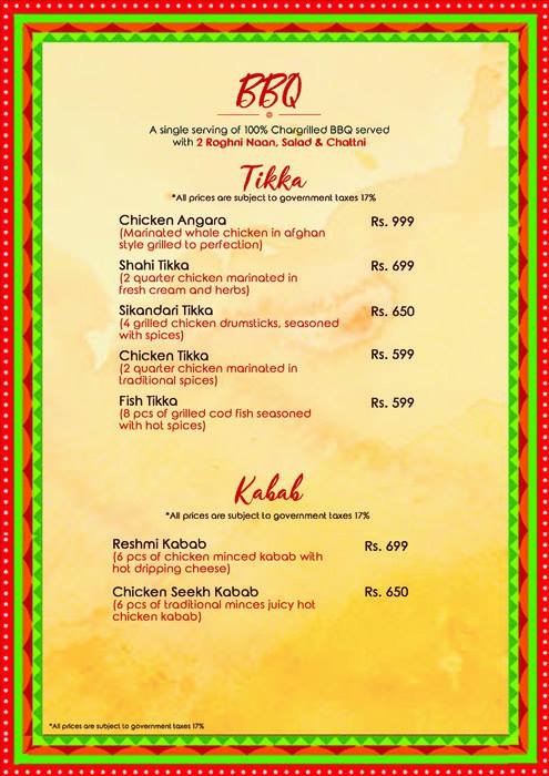 Rewayat Menu - Food Pakistan