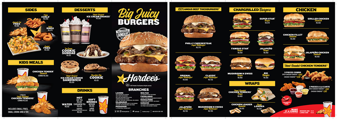 Hardees - M M Alam Road Menu - Food Pakistan