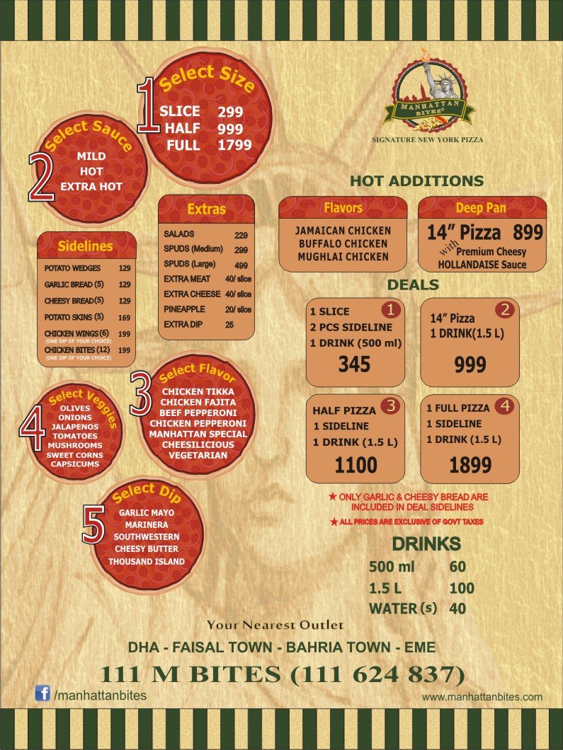 Manhattan Bites Menu - Food Pakistan