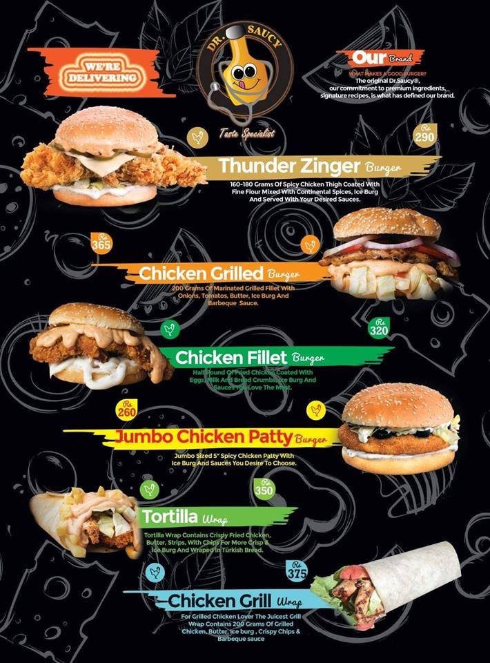 Dr Saucy Menu - Food Pakistan