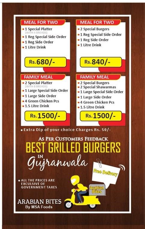 Arabian Bites Menu - Food Pakistan