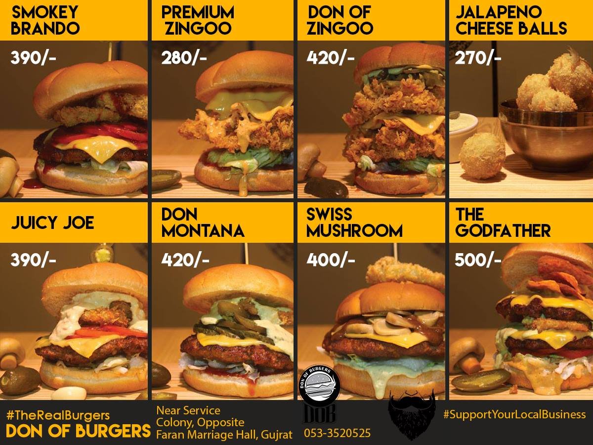 Don Of Burgers Menu - Food Pakistan