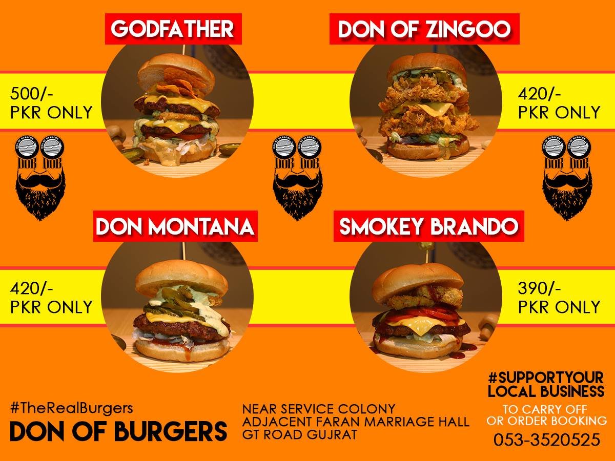 Don Of Burgers Menu - Food Pakistan