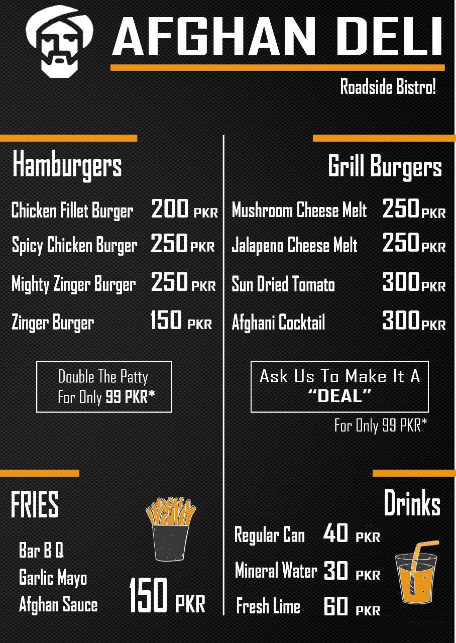 Afghan Deli Menu - Food Pakistan