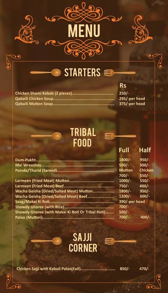 Qabail Menu - Food Pakistan