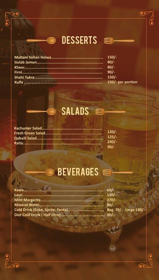 Qabail Menu - Food Pakistan